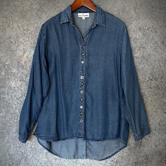 neon buddha | Tops | Neon Buddha Denim Tencel Shirt W Mixed Buttons Xl ...
